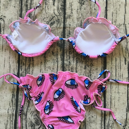 Eye Print Bikini Style Swimsuit Flounce Bikini Sexy Strap on Luulla