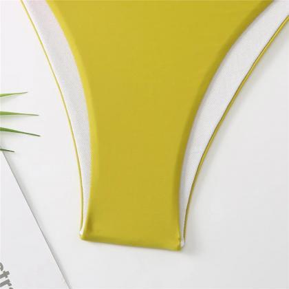 Womens Floral Accent Two-piece Yellow Bikini Set on Luulla