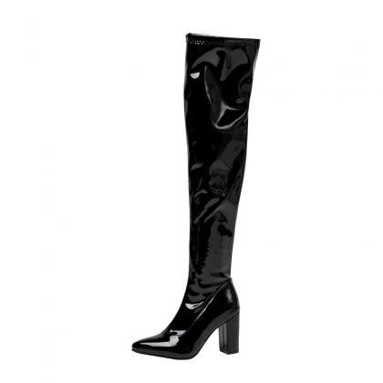 Womens Red Patent Leather Thigh High Boots on Luulla