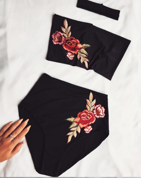 Embroidery Covered Breasts Bathing Suits Bikinis on Luulla