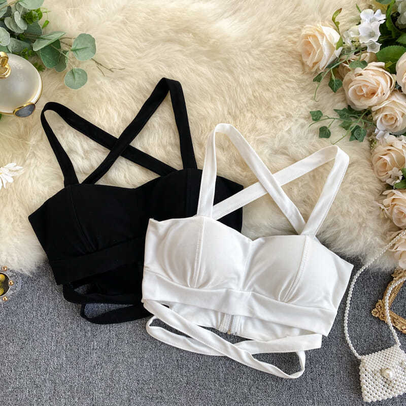 Women's Halter Sexy Cross Sling Short Crop Top on Luulla