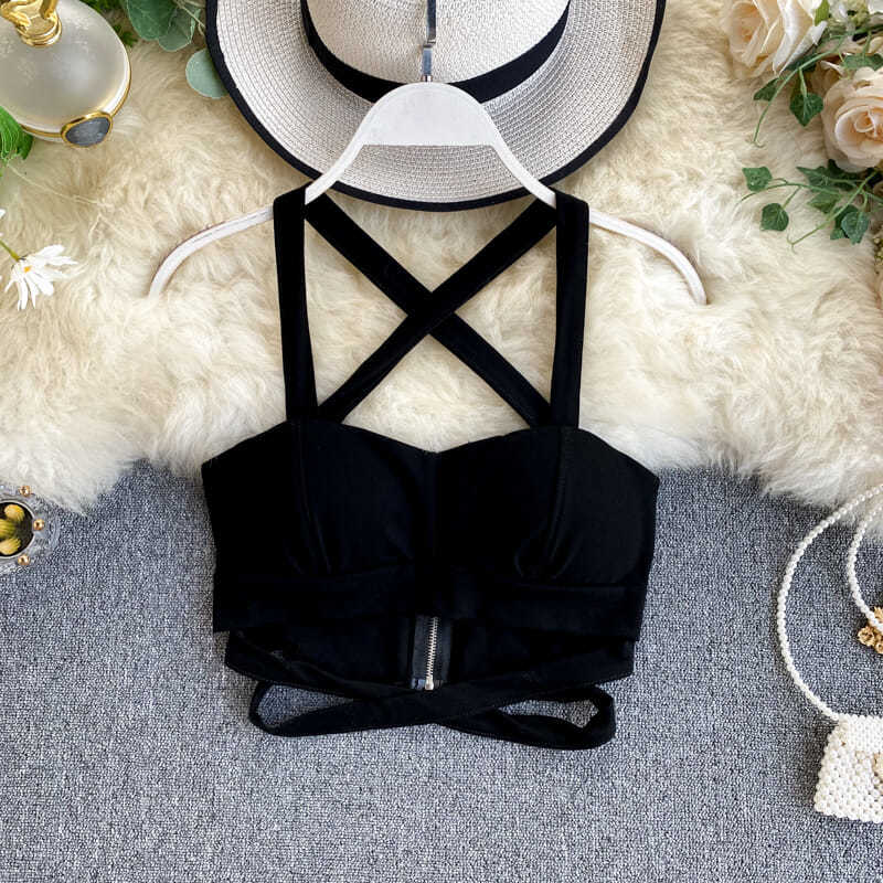 Women's Halter Sexy Cross Sling Short Crop Top on Luulla