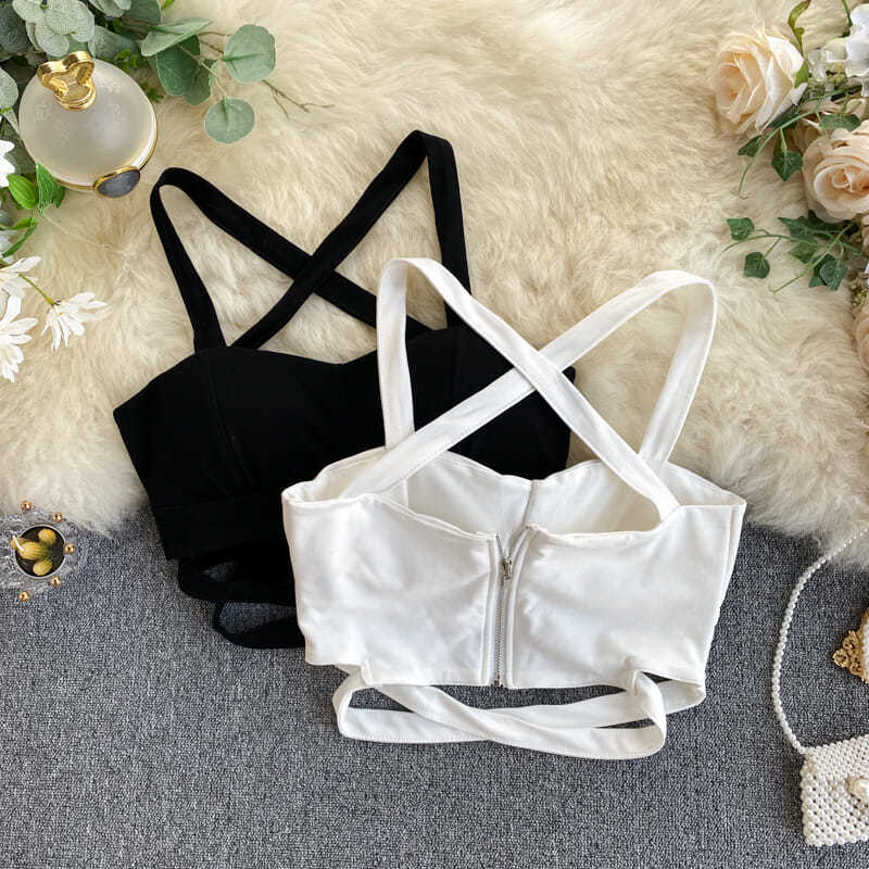 Women's Halter Sexy Cross Sling Short Crop Top on Luulla