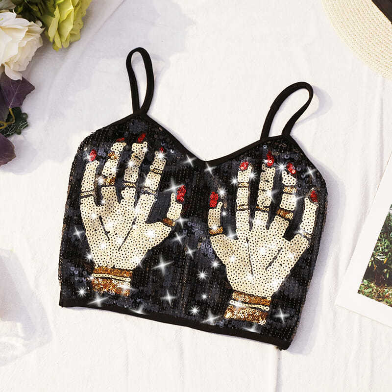 The Outer Wear Palm Embroidered Sequined Sling Bottoming And Inner Vest ...