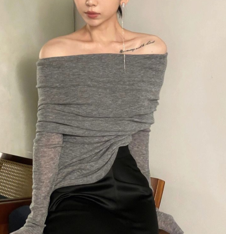 Off-shoulder Sweater Autumn And Winter Style Spicy Girls Off-shoulder ...