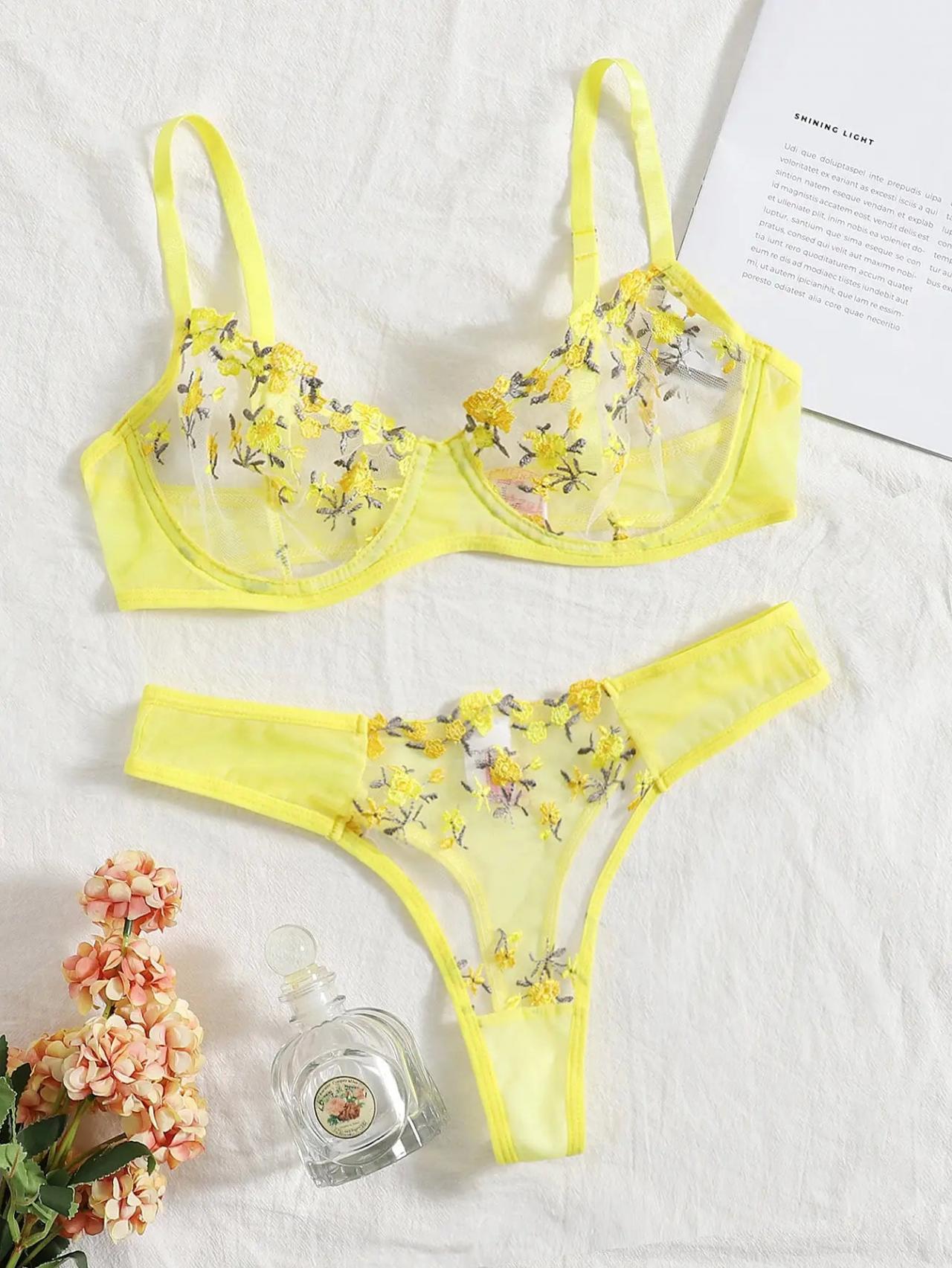 Yellow lingerie set store