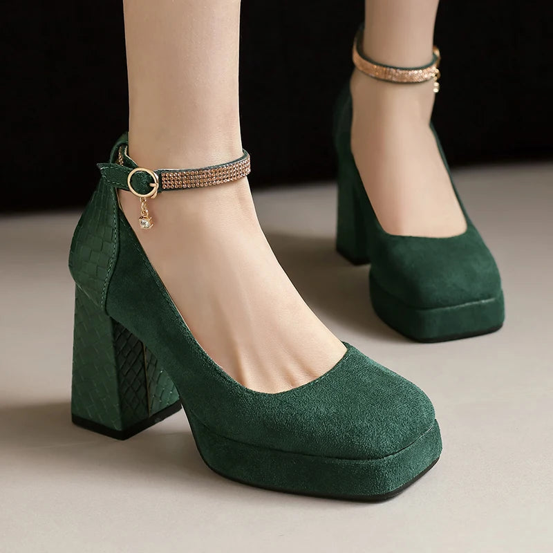 green glitter platform