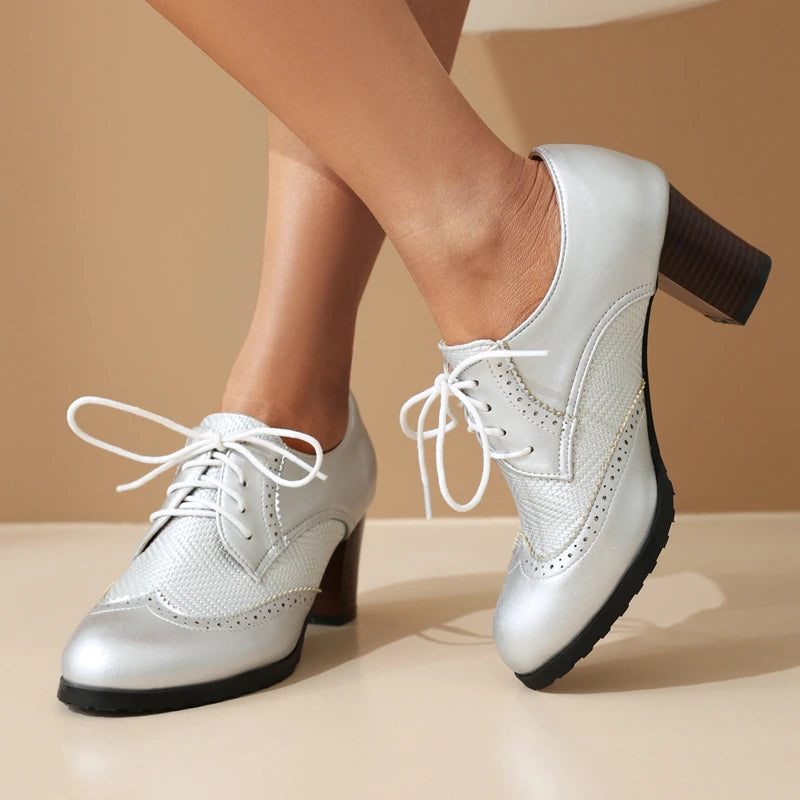 Heeled brogues womens store