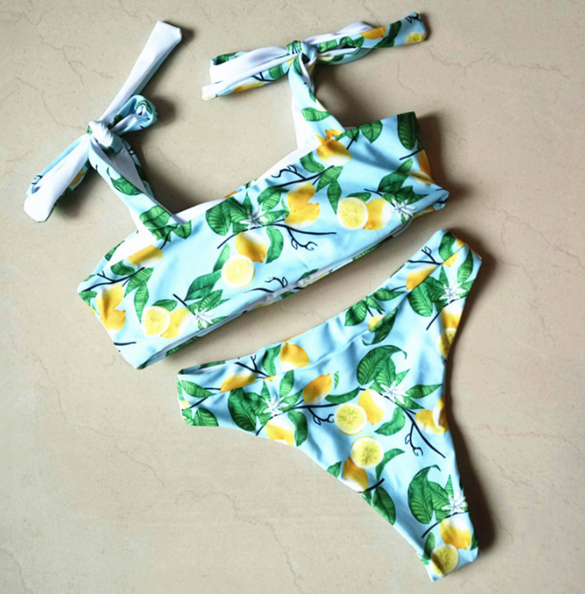 Lemon Two Piece Vest Bow Bikinis Swimwear Bathsuit on Luulla