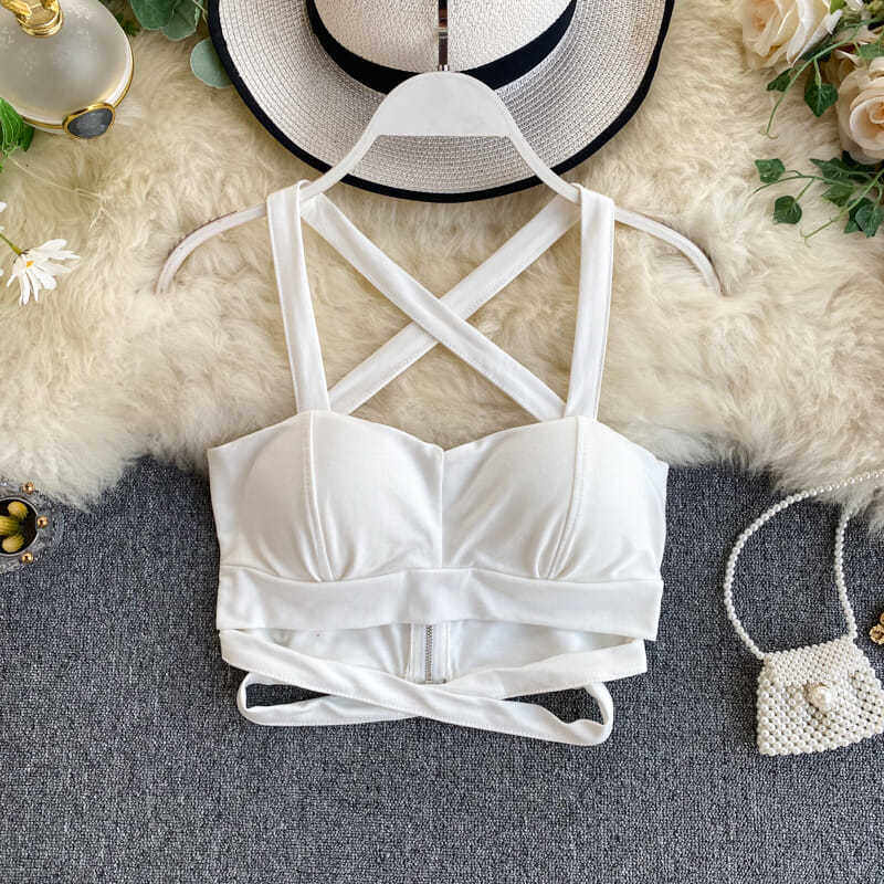 Women's Halter Sexy Cross Sling Short Crop Top on Luulla