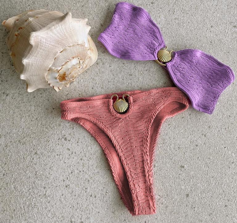 Swimsuit Top Top Threaded Shell Bikini on Luulla