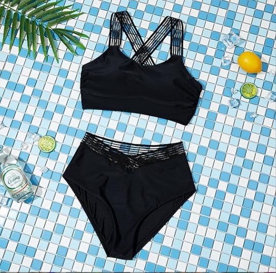 Sexy Solid Color Split Swimsuit With A Cross Over Chest And Back Net ...