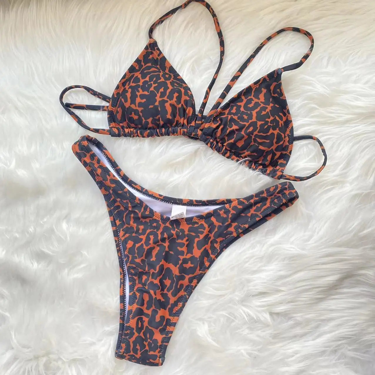 Womens Animal Print Strappy Bikini Swimwear Set on Luulla