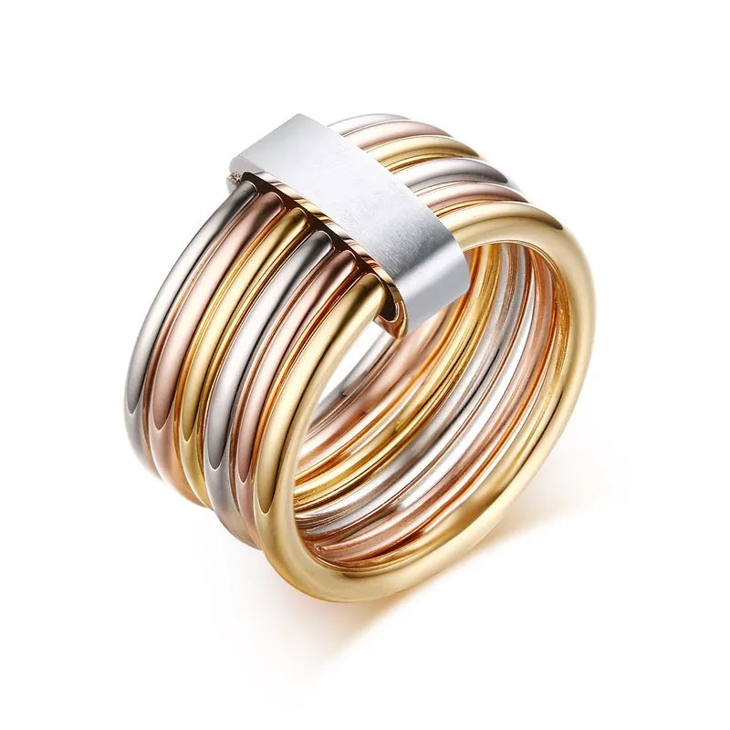 Tri-color Stainless Steel Multilayer Stackable Ring on Luulla