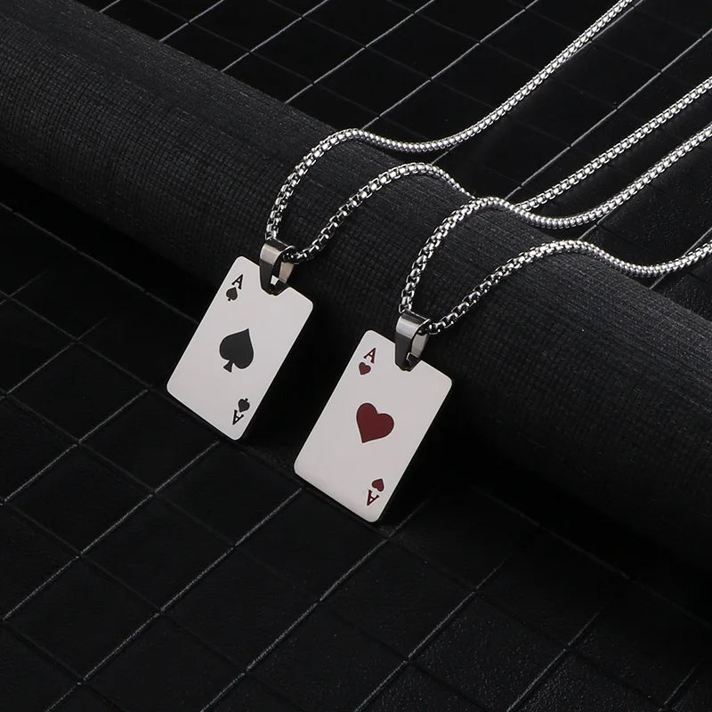 Ace Of Spades And Hearts Necklace Set on Luulla