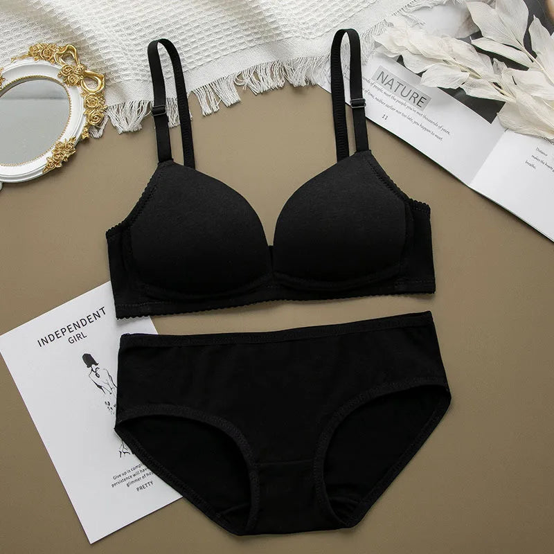 Black Seamless Padded Wireless Bra And Panty Set on Luulla
