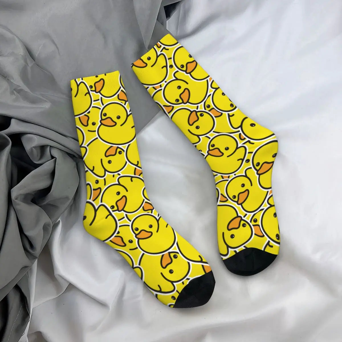 Yellow Duck Pattern Fun Crew Socks on Luulla