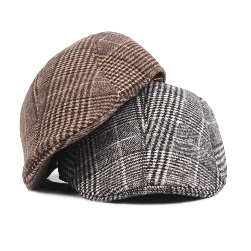 Vintage Plaid Wool Newsboy Caps For Men on Luulla