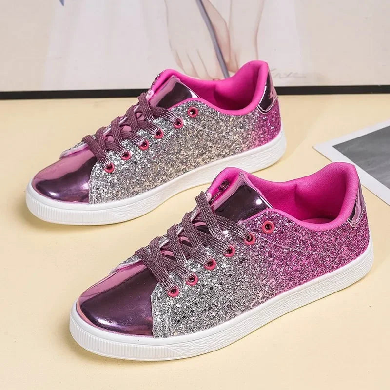 Sparkling Pink Glitter Sneakers For Women Girls on Luulla