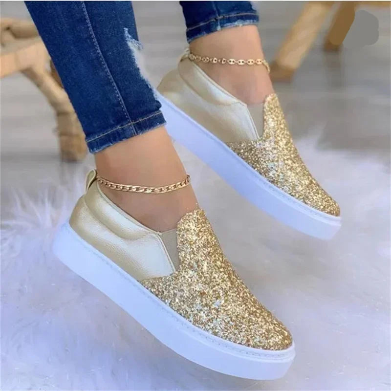 Stylish Gold Glitter Slip-on Shoes Women on Luulla