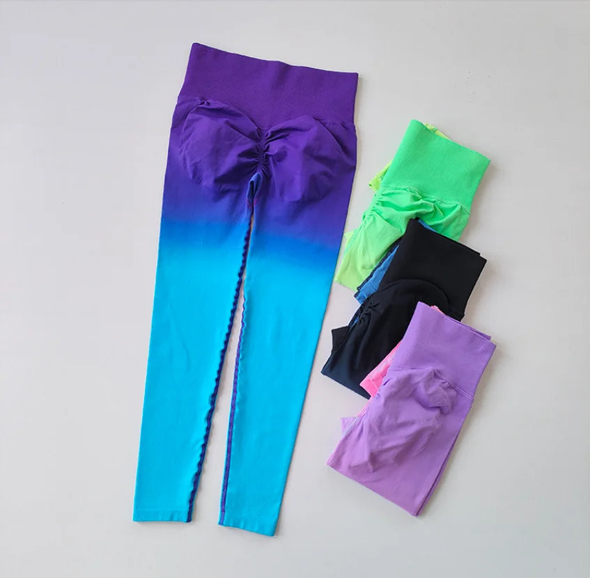 Ombre High Waist Scrunched Seamless Yoga Leggings On Luulla