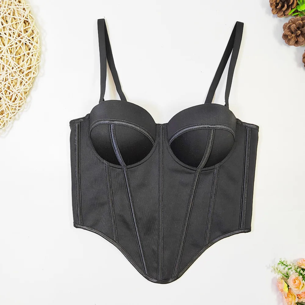 Black Underbust Corset Stretchy Strap Support Bustier on Luulla