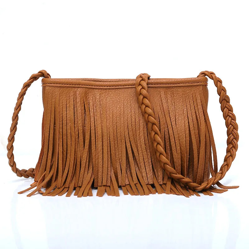 Boho Fringe Handbag With Braided Shoulder Strap on Luulla
