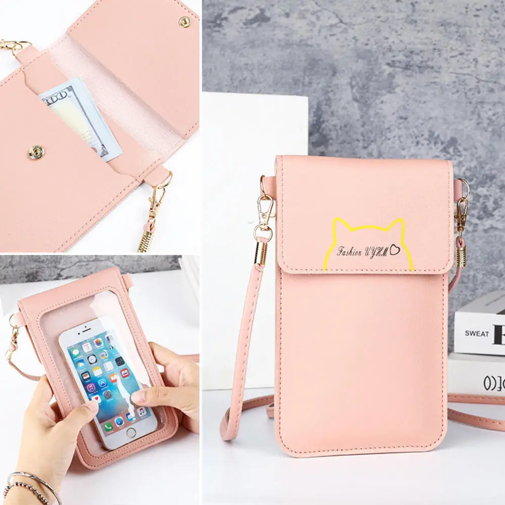 Pink Crossbody Phone Wallet With Card Holder on Luulla