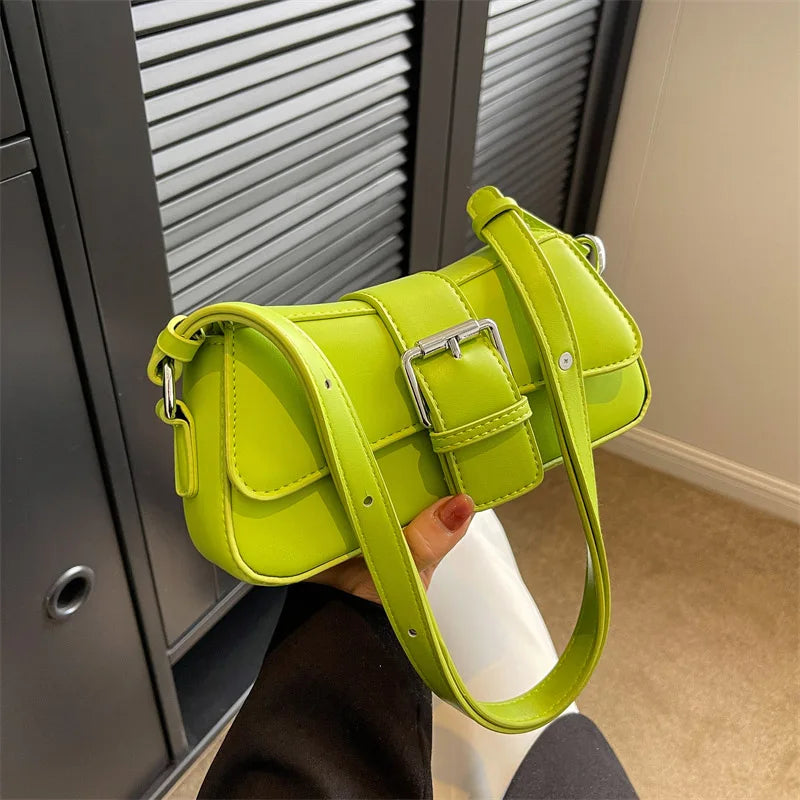 Neon Green Buckle Strap Mini Shoulder Bag on Luulla