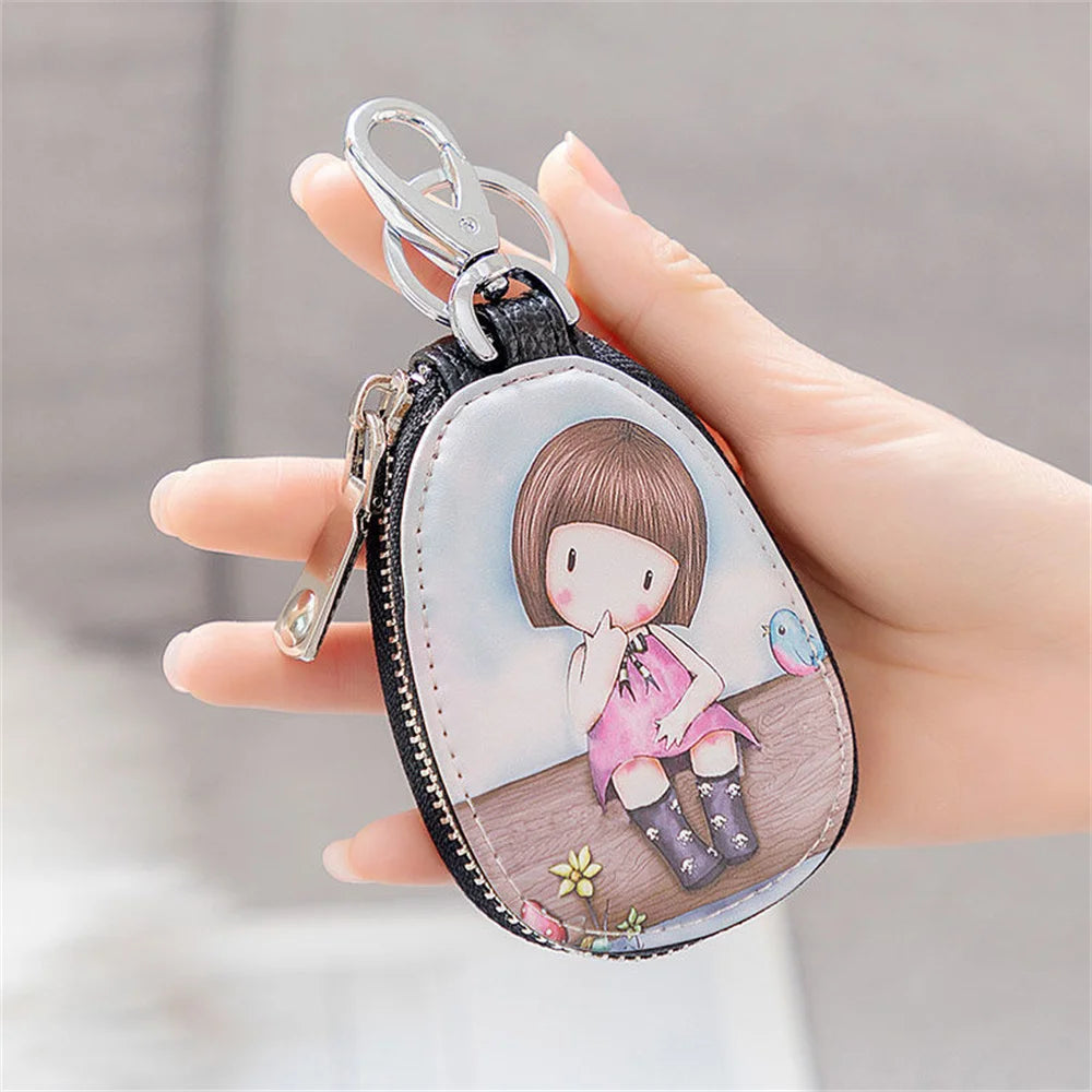 Stylish Zippered Cartoon Coin And Key Pouch on Luulla