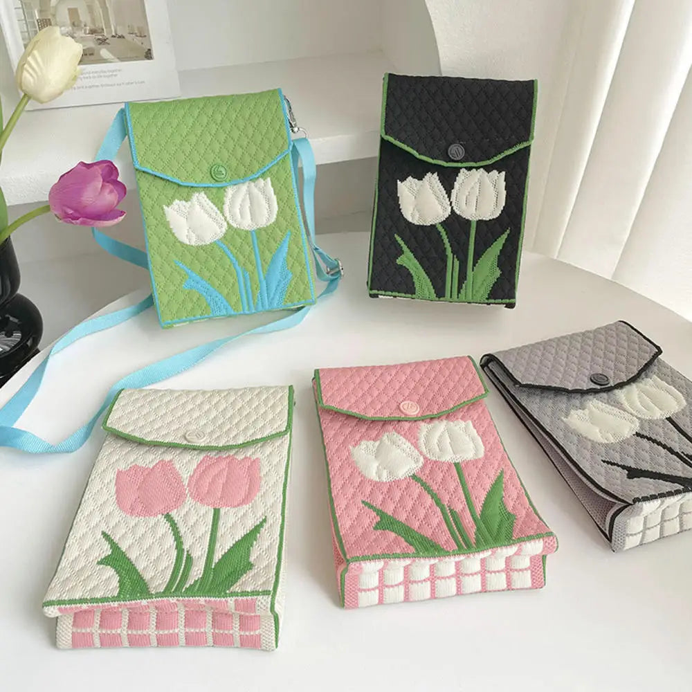 Floral Embroidery Quilted Crossbody Phone Bag on Luulla