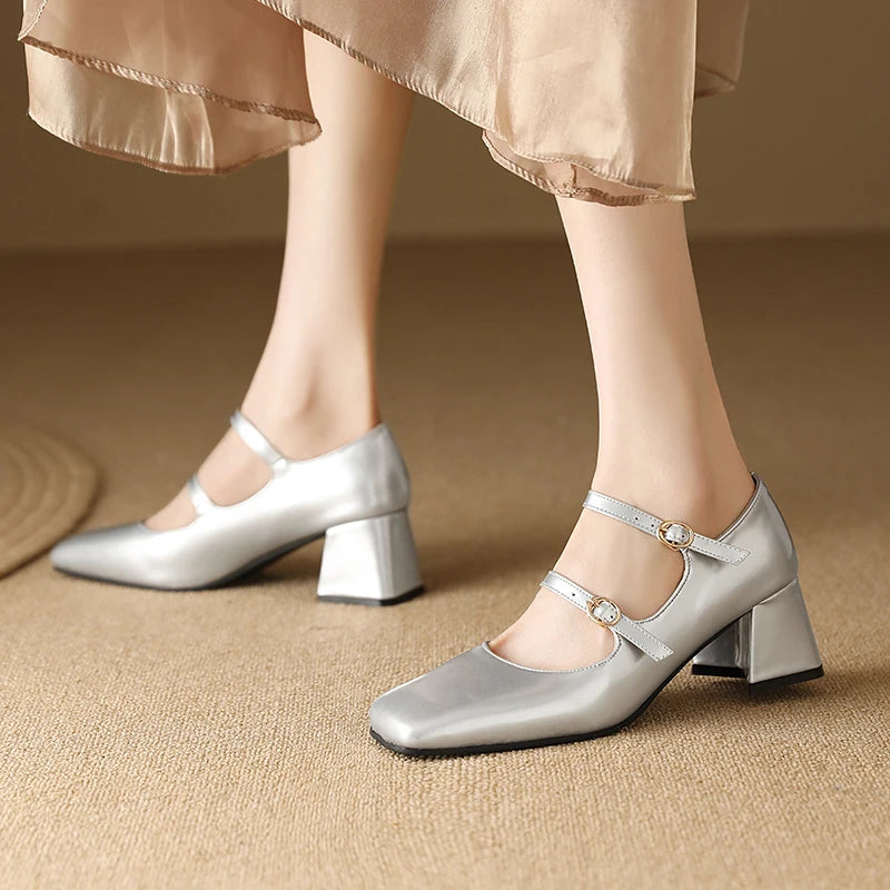 Womens Silver Strappy Block Heel Shoes on Luulla