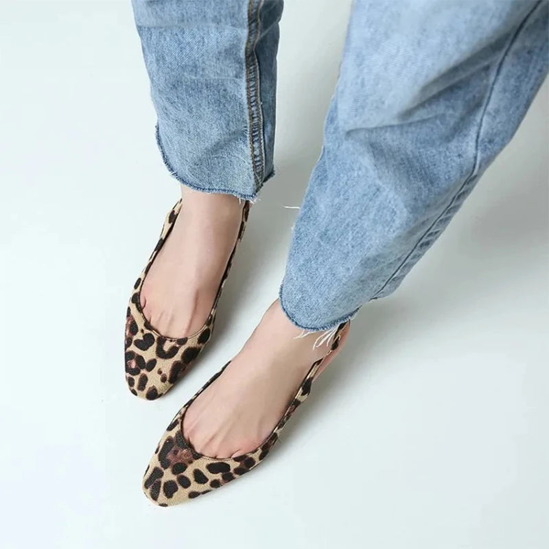 Leopard Print Pointed Toe Flats For Women on Luulla