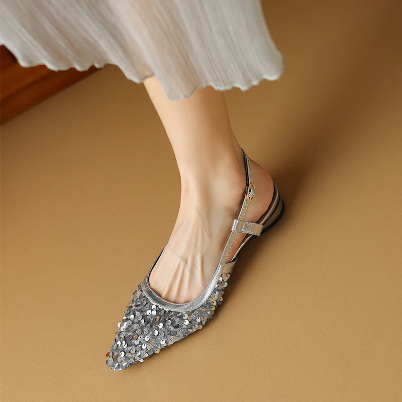 Glamorous Sequin Pointed Toe Slingback Flats E on Luulla