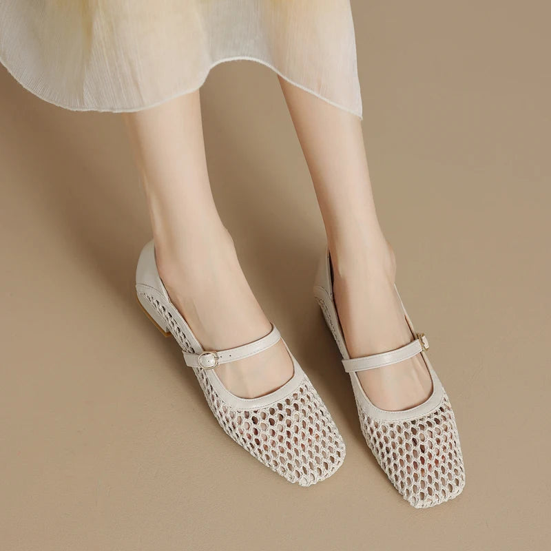 Womens Breathable Mesh Flats With Strap Design on Luulla