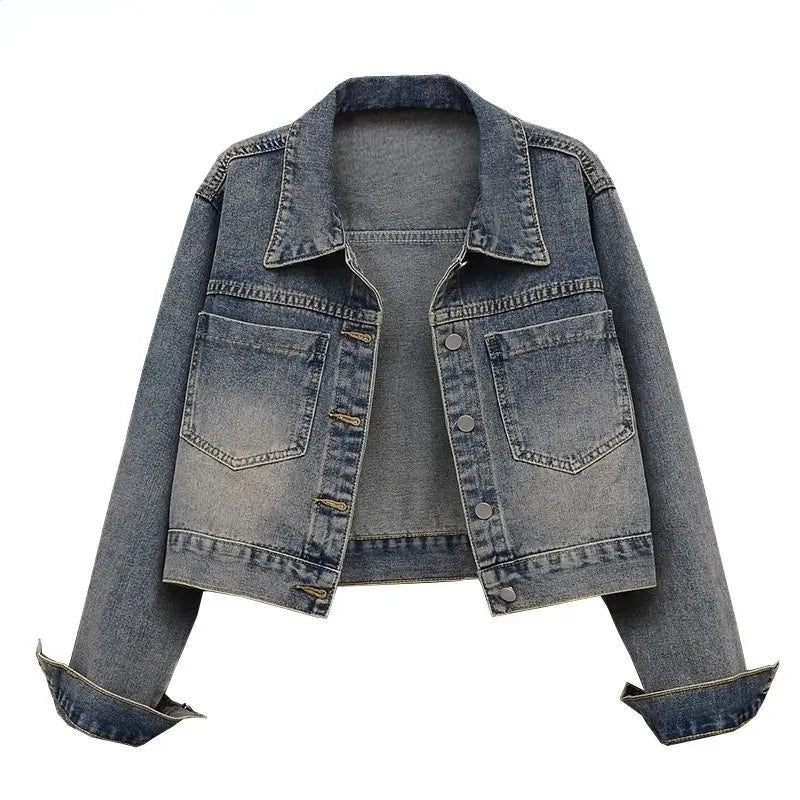 Vintage Style Cropped Denim Jacket For Women on Luulla