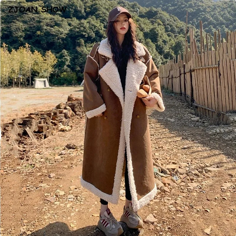 Womens Long Brown Faux Shearling Winter Coat on Luulla